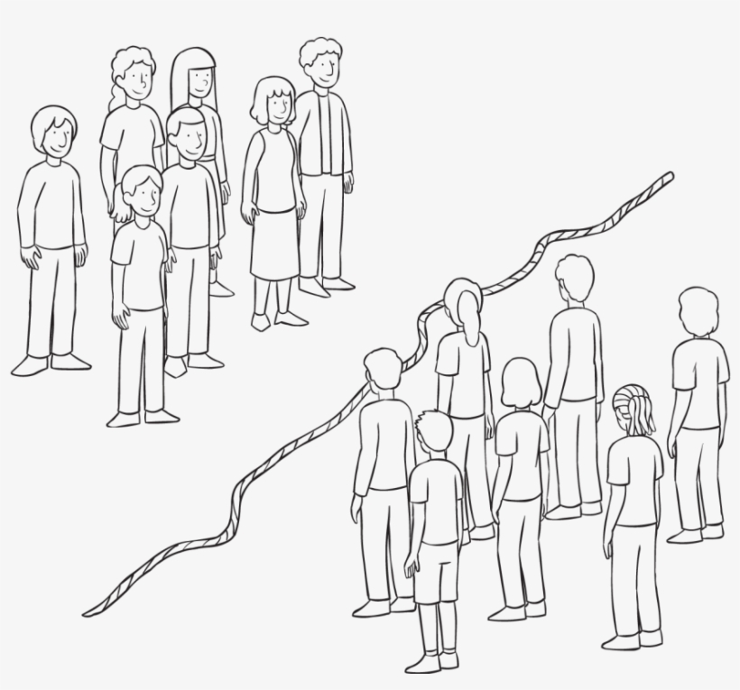 Back Two Groups Of People, Standing Either Side Of - Two Groups Of ...