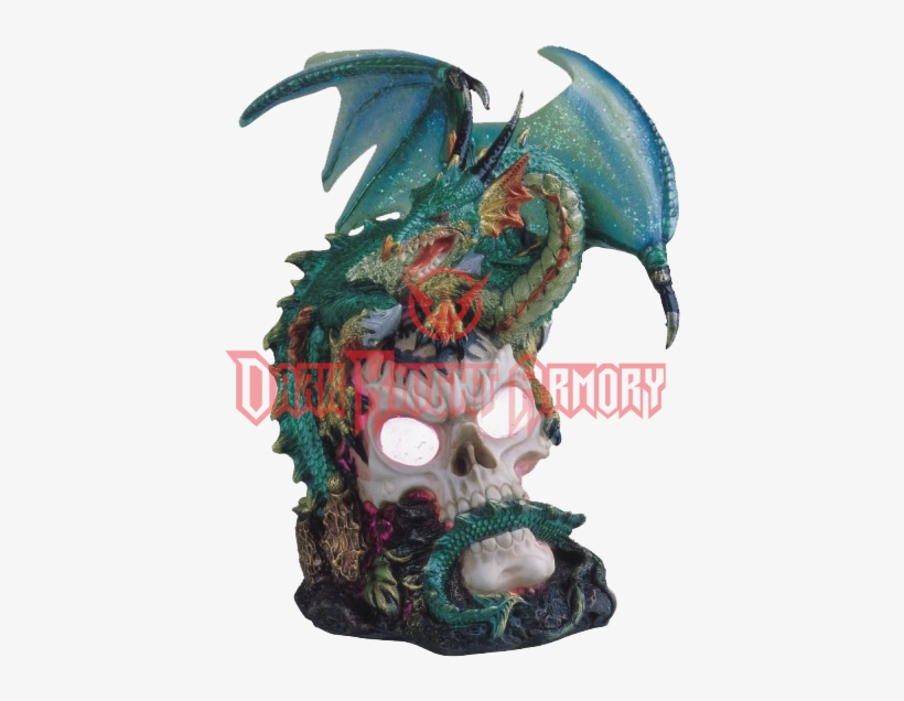Green Dragon Skull Led Light - Green Dragon Standing On Skull Head ...