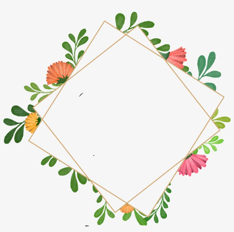 Flowers Geometricshapes Geometric Frame Border Wreath - Watercolor ...