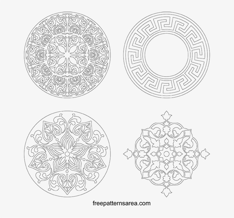 Circle Ornament Floral Die Cut Printing Pdf Pattern - Circle - Free ...