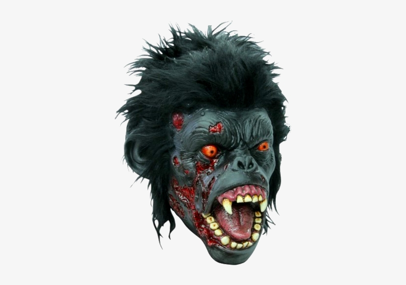 Zombie Chimp Gory Horror Mask - Masques De Gorille - Free Transparent ...