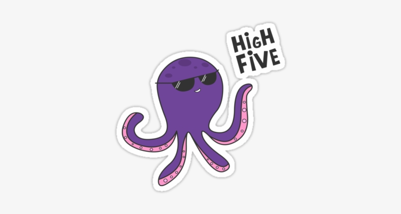 High Five Octopus Redbubble Sticker - Hohe Krake Fünf! Grußkarte - Free ...