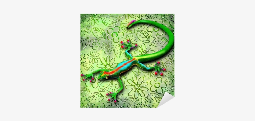 Gecko Lizard Rainbow Colors Art Print - Mini - Free Transparent PNG ...