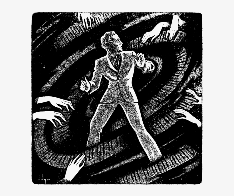 A Scared Man Wearing A Suit Stands In The Centre Of - Weird Music ...