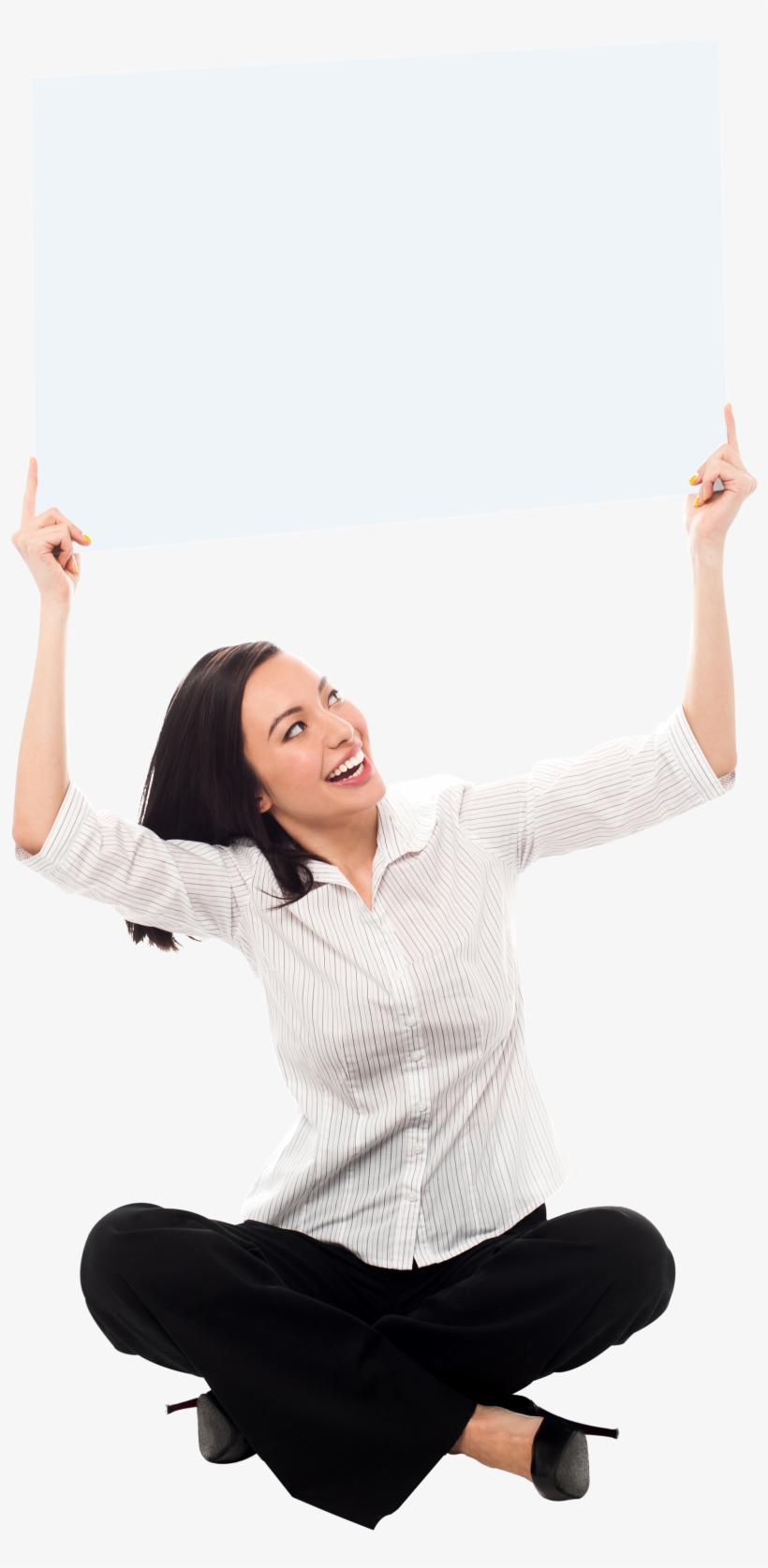 Girl Holding Banner Png Background Stock Photo - Girl Holding Banner ...
