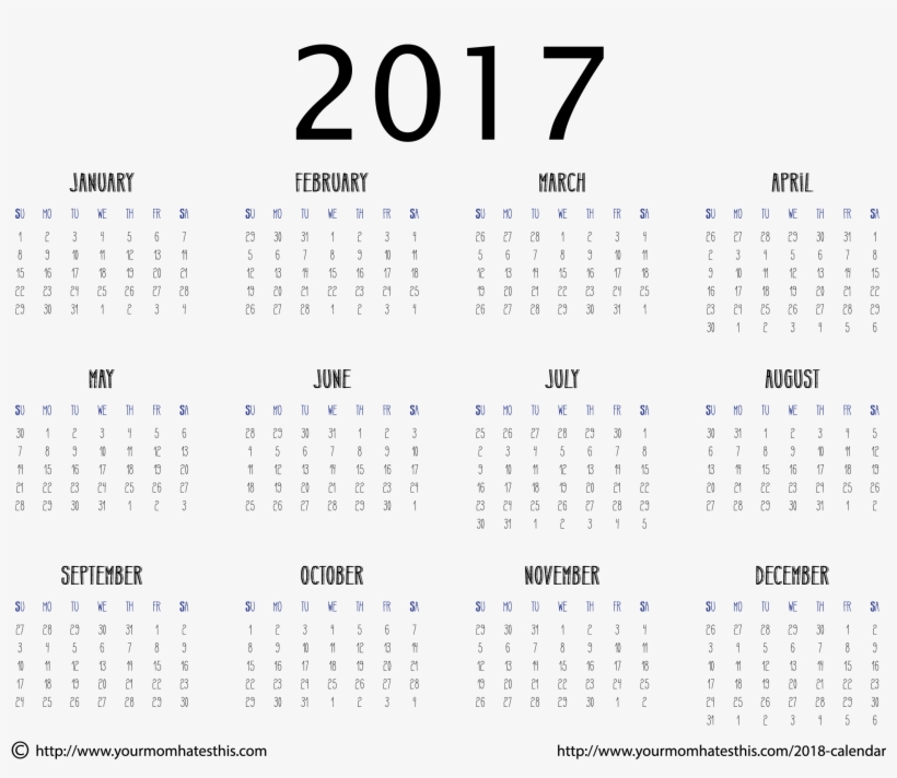 2017 Calendar Download - Number - Free Transparent PNG Download - PNGkey