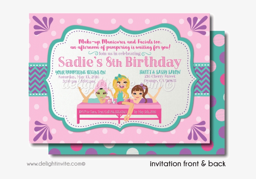 Spa Party Sleep Over Birthday Invitations - Sleepover - Free ...