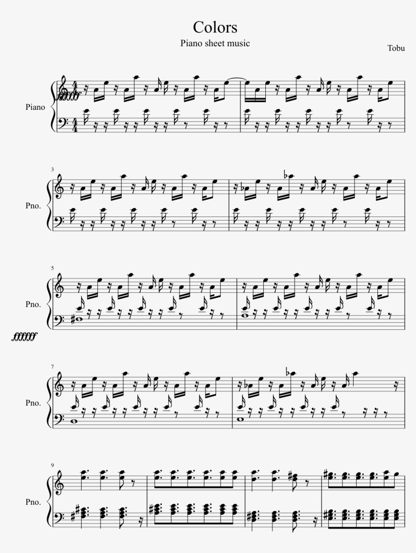 Colors Sheet Music Composed By Tobu 1 Of 2 Pages - Partition Ludovico ...