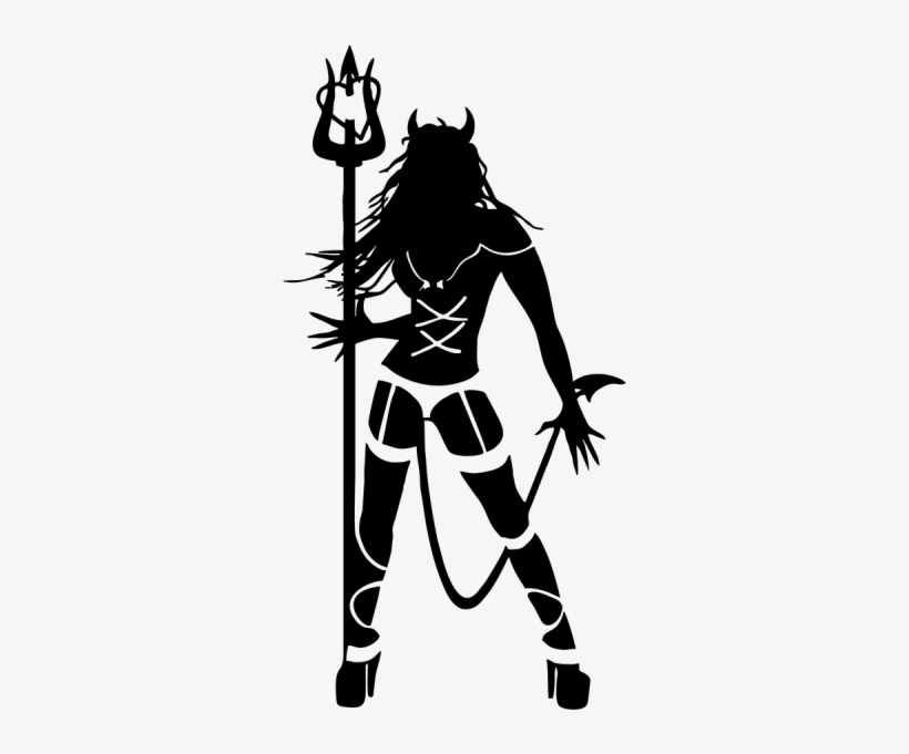 Devil Angel Sticker - Mujer Diabla Silueta - Free Transparent PNG ...