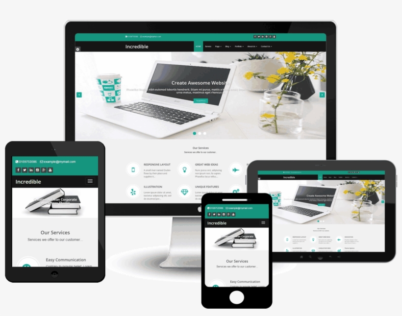 Incredible - Theme Website Premium - Free Transparent PNG Download - PNGkey