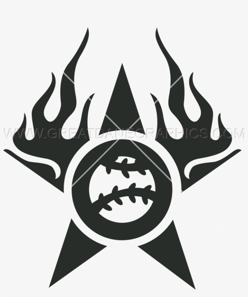 Flaming Baseball Star - All Star Baseball - Free Transparent PNG ...