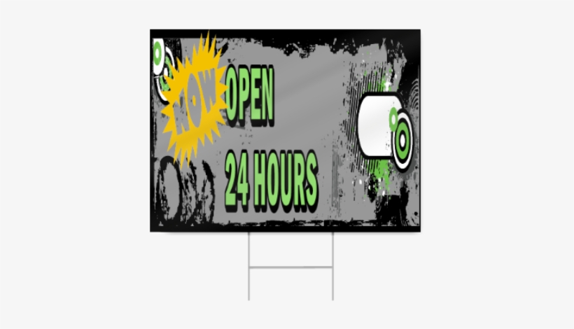 Now Open 24 Hours Sign - Graphic Design - Free Transparent PNG Download ...