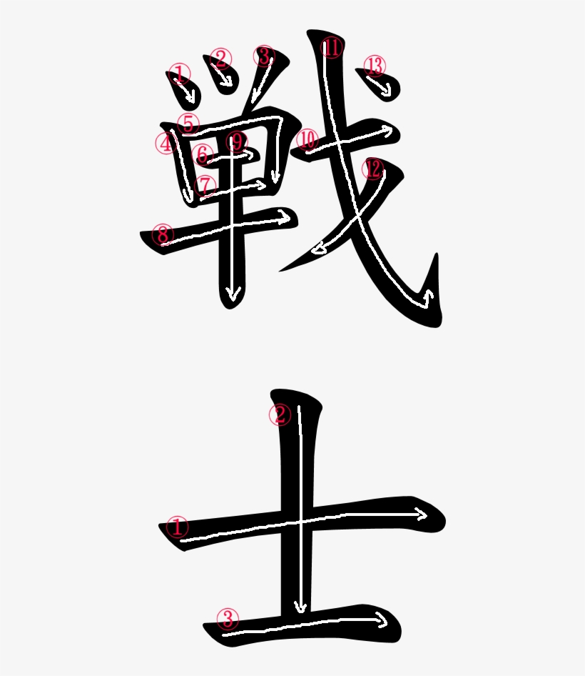 Kanji Stroke Order For 戦士 - Japanese Kanji For Fighter - Free ...