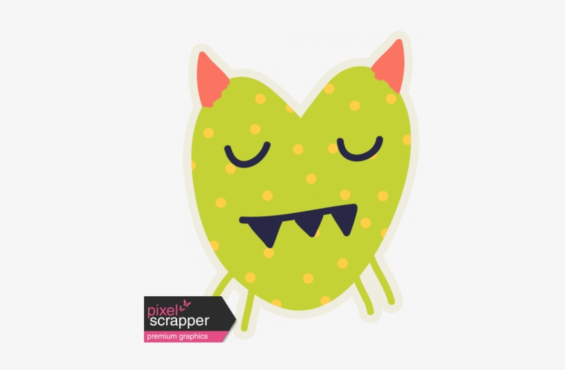 Kawaii Halloween Monster 005 Green Polka Dots - Digital Scrapbooking ...