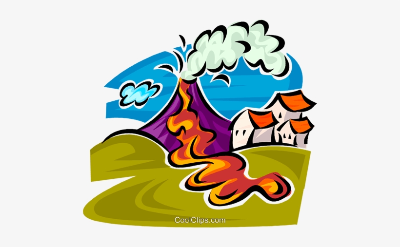 Volcano Erupting Royalty Free Vector Clip Art Illustration - Volcanic ...