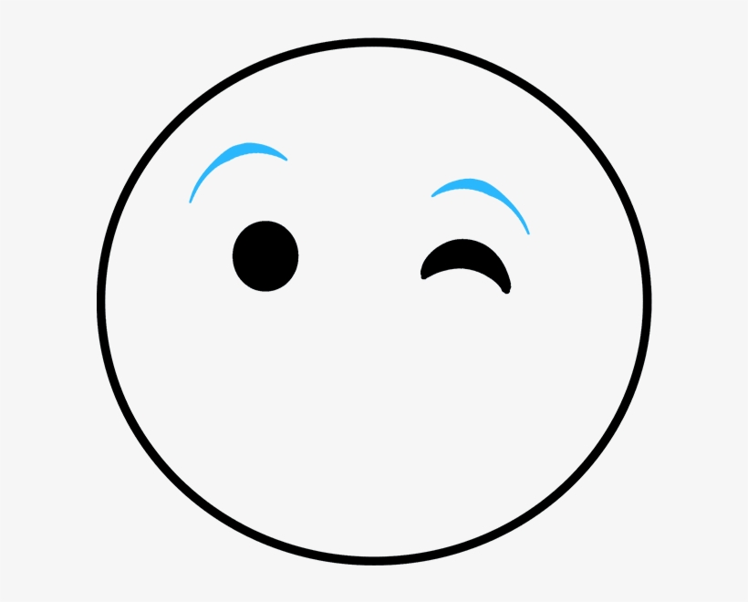 How To Draw Wink Emoji - Circle - Free Transparent PNG Download - PNGkey