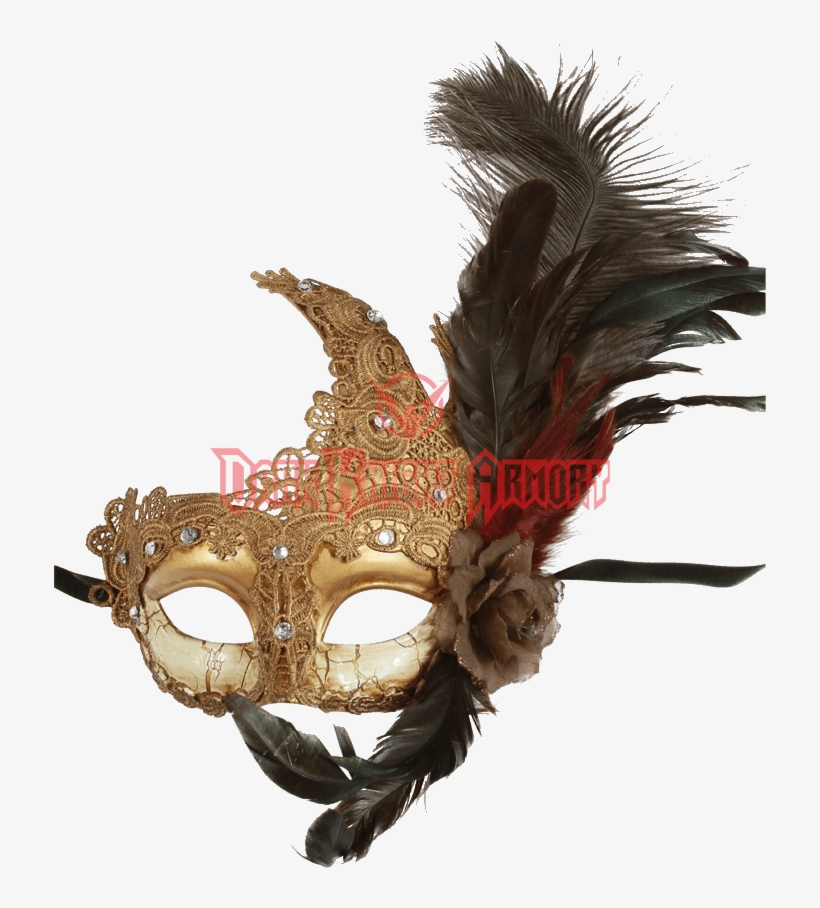 Feathered Golden Lace Masquerade Mask - Ksmsk Masks For Masquerade Ball ...