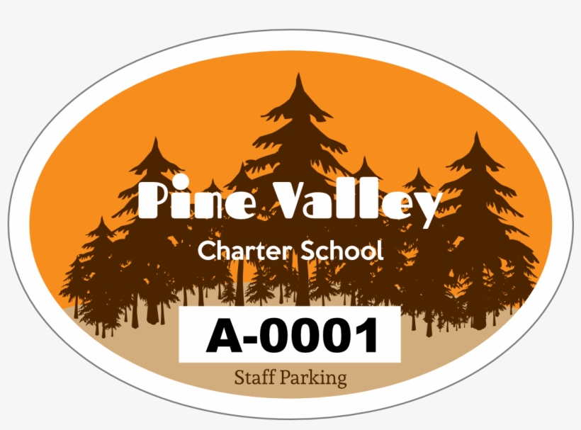 Pine Tree Oval School Hang Tag Parking Permit - Stiff Little Spinners ...