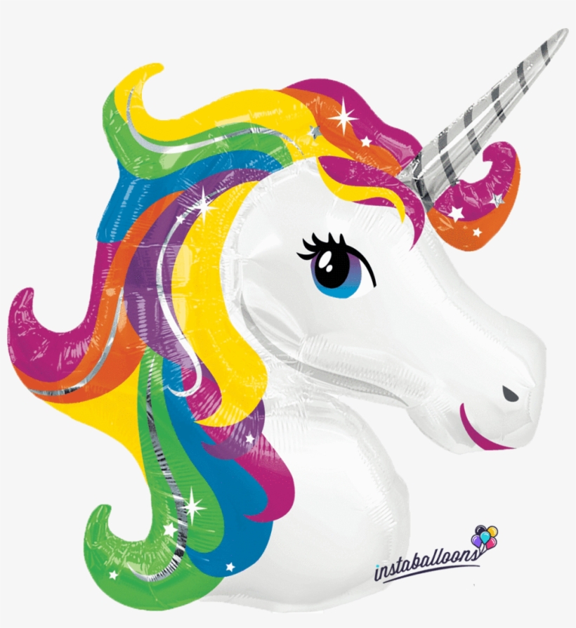 Rainbow Unicorn Jumbo 33" Balloon - Rainbow Unicorn - Free Transparent ...