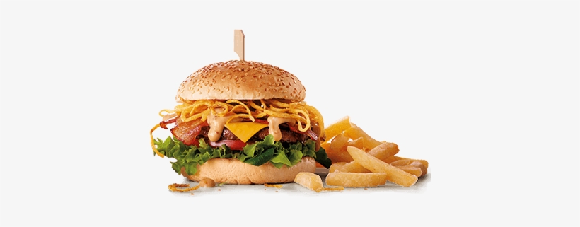 Crispy Stack Burger With Chips - French Fries - Free Transparent PNG ...