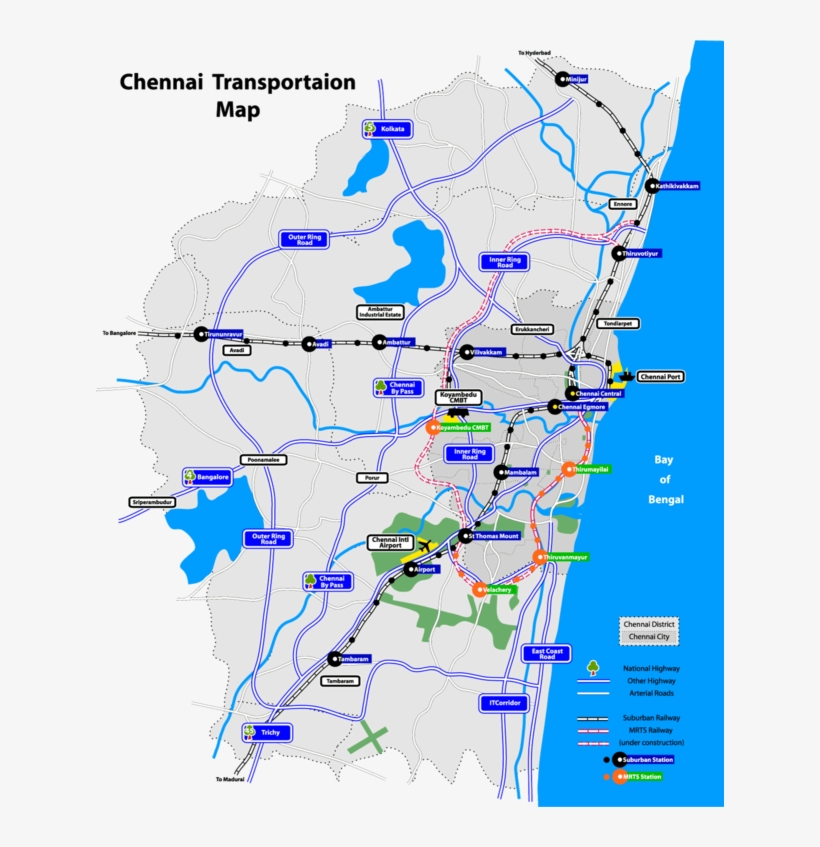 Chennai Transportation Map - Chennai Outer Ring Road Map - Free ...