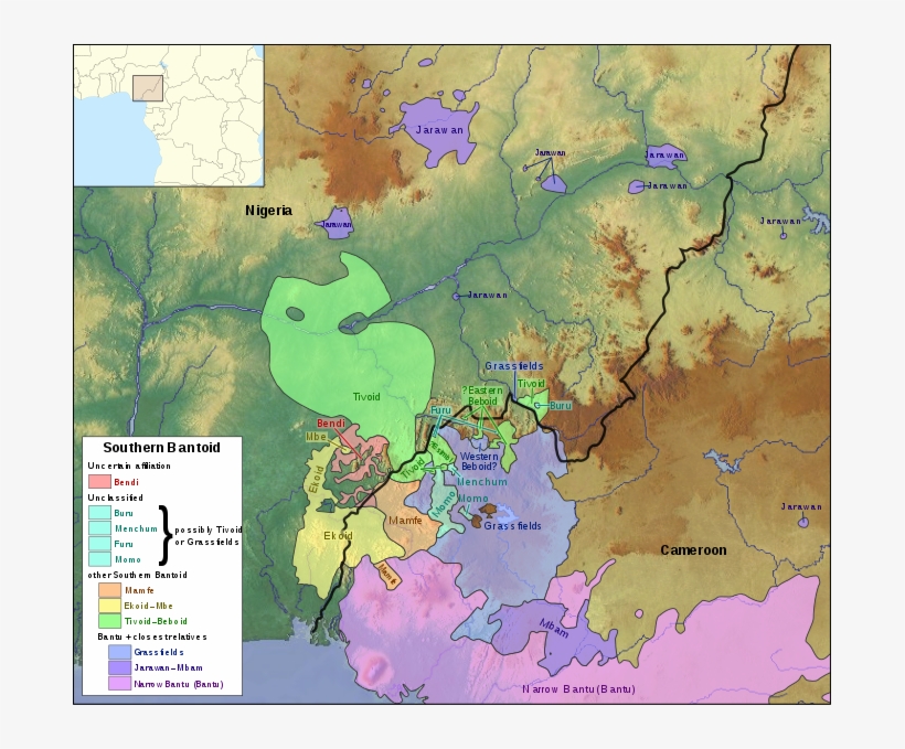 Map Of The Southern Bantoid Languages Of Nigeria And - Southern Bantoid ...