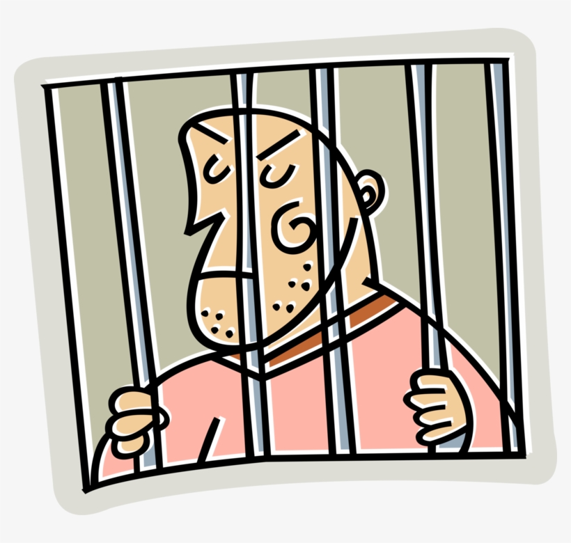 Vector Illustration Of Prison Cell With Incarcerated - 8th Amendment ...