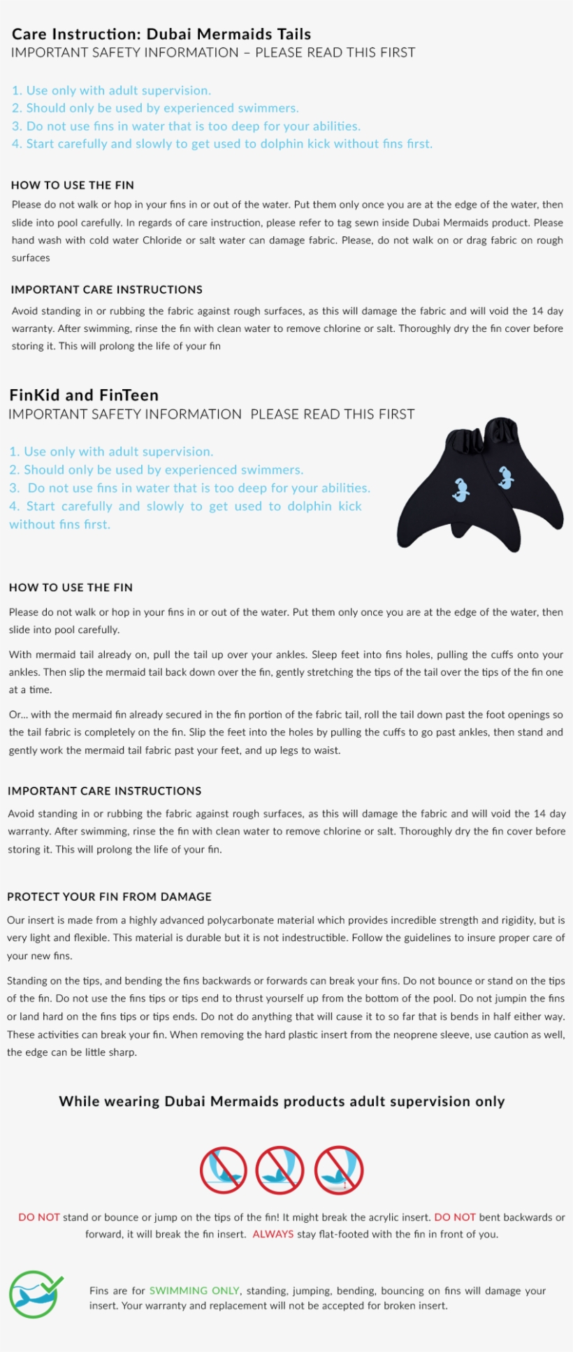 Please Read Safety And Care Instruction For Mermaid - Safety - Free ...