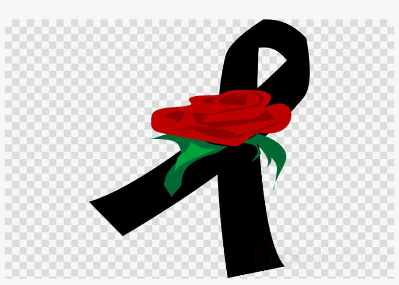 Death Ribbon With Rose Clipart Black Ribbon Awareness - Death Ribbon ...