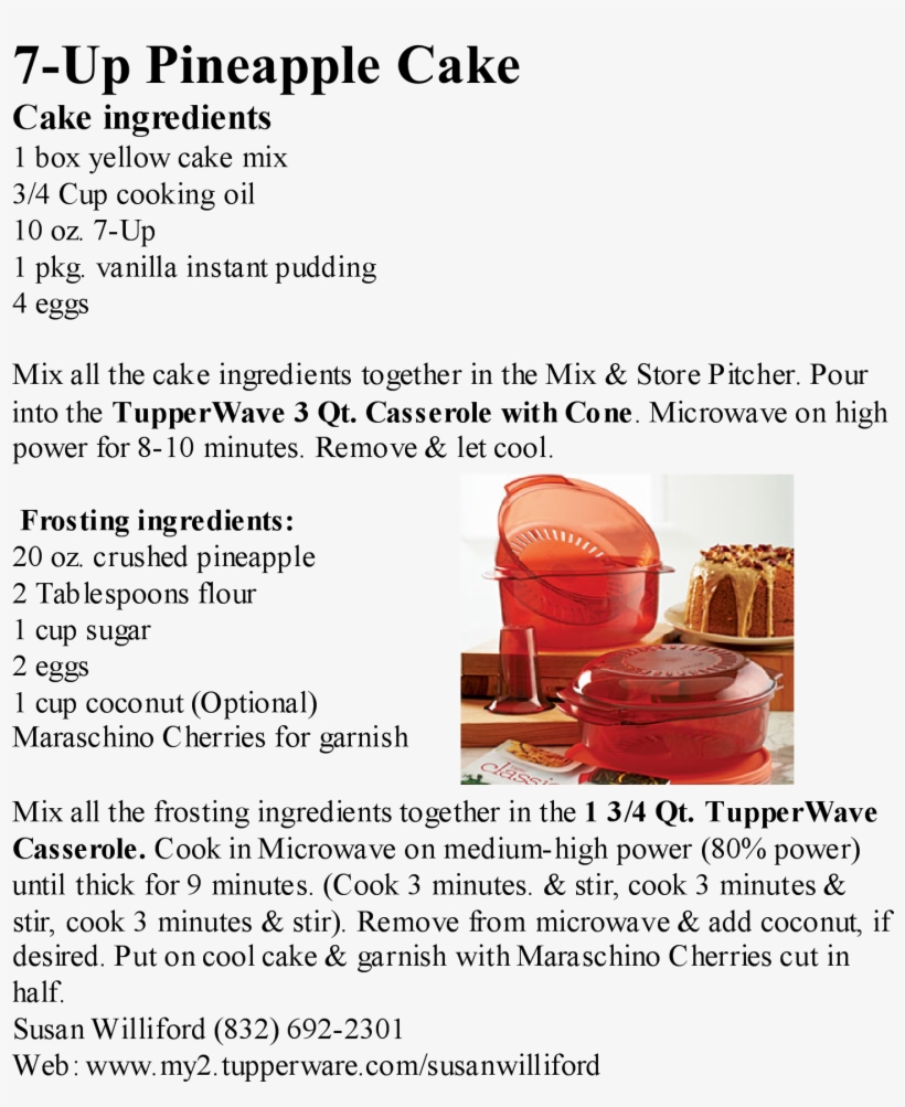 Tupperware 7 Up Pineapple Cake Make It In The Tupperware - Tupperware ...