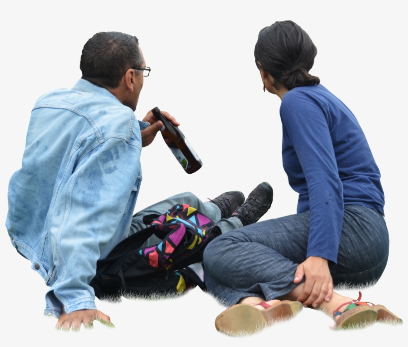 Shadow, Front View, Back, Sitting - Person Sitting In Grass Png - Free ...