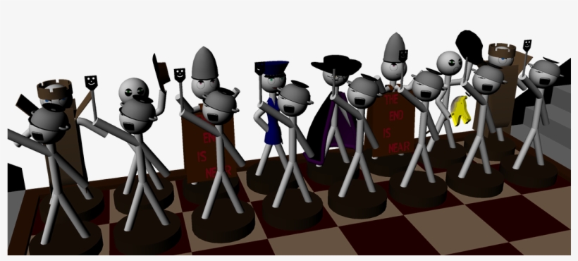 A Stickman-themed Chessboard Model With Colour And - Illustration ...