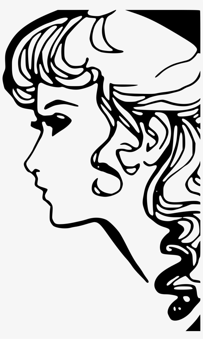 Pretty Girl Face Clip Art - Woman In Profile Art - Free Transparent PNG ...