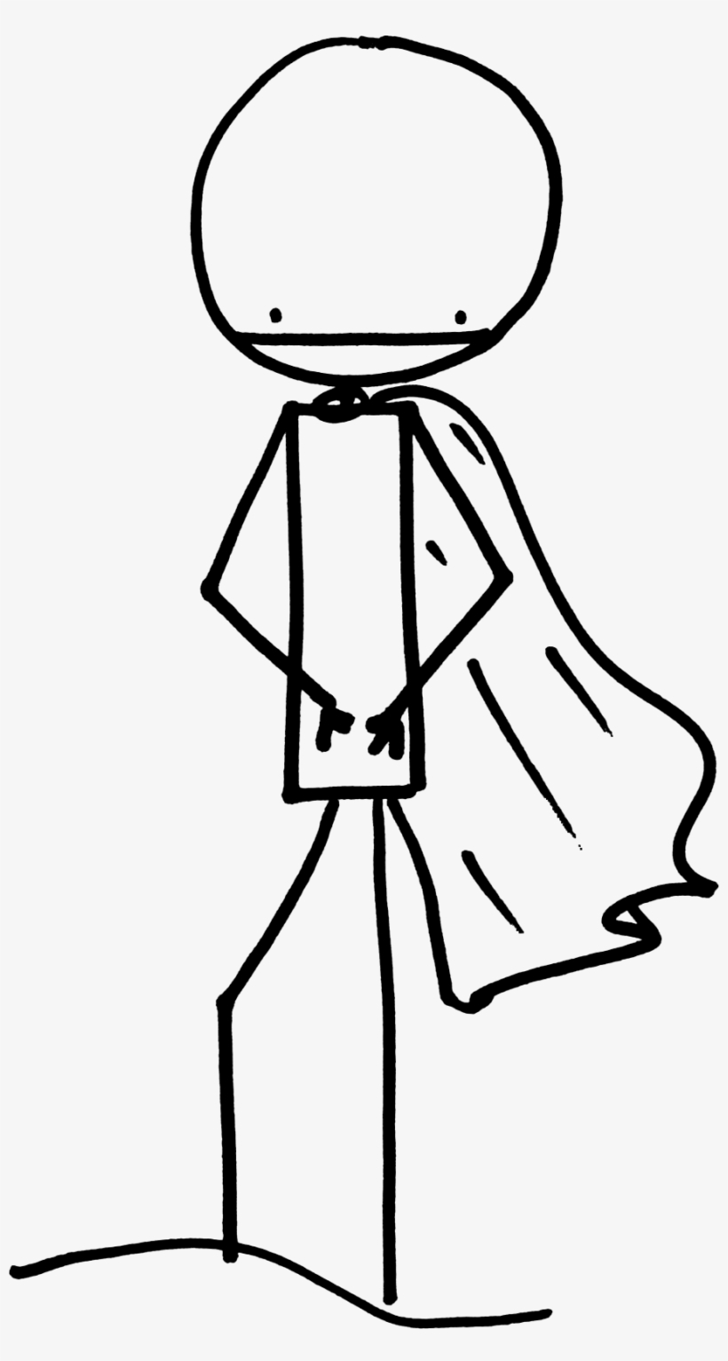 Stick Man With Cape - Stick Figure With A Cape - Free Transparent PNG ...