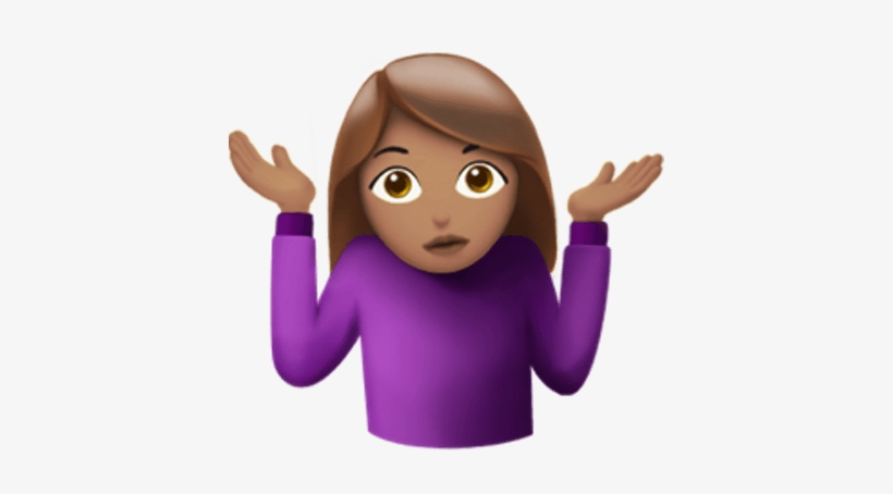 Shrug Female Emoji - Girl Emoji With Hands - Free Transparent PNG ...