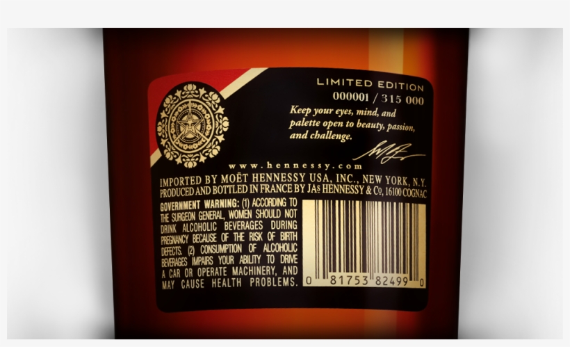 Shepardfariey Hennessy Bottle Collab - Label - Free Transparent PNG ...