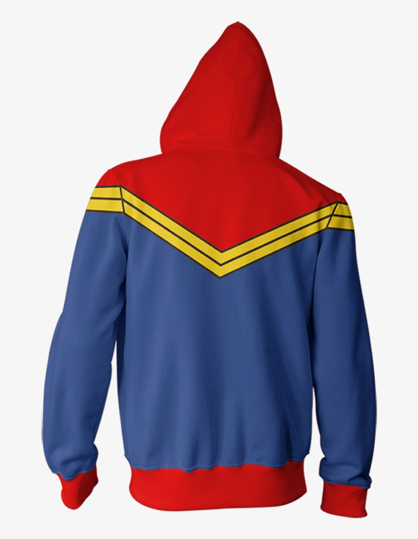 Captain Marvel Zip Hoodie - Offspring Hoodie - Free Transparent PNG ...