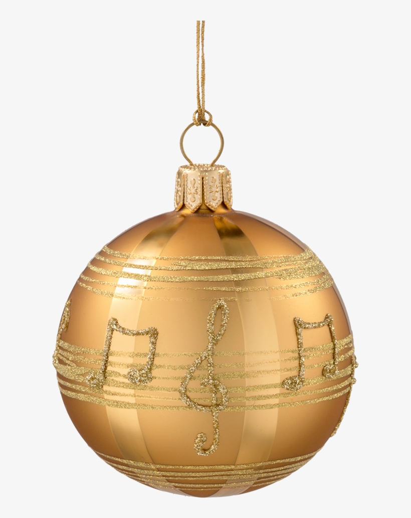 Christmas Bauble, Gold-coloured With Musical Notes, - Free Transparent ...