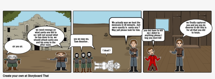 Santa Ana And Sam Houston Story - Cartoon - Free Transparent PNG ...