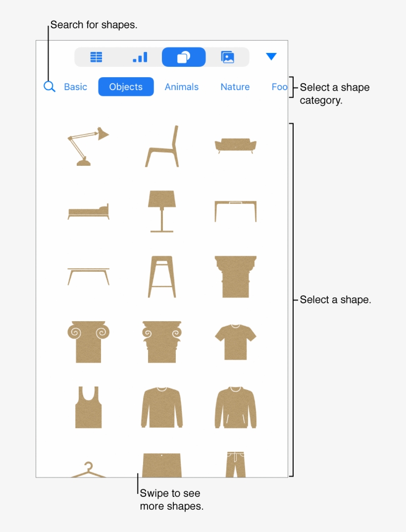 The Shapes Library, With Categories At The Top And - Geometric Shape ...