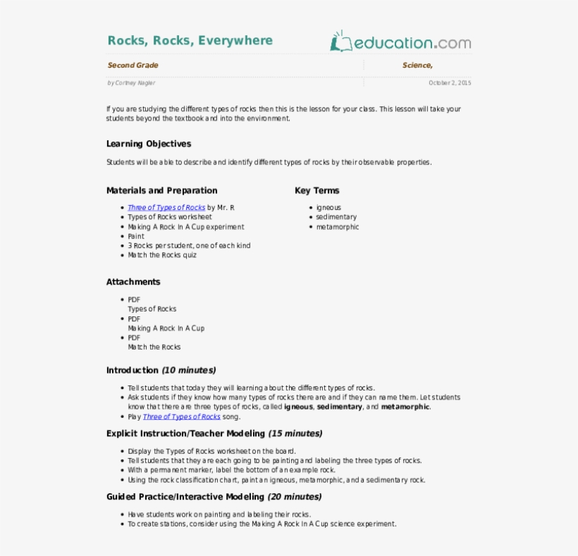 Rocks, Rocks, Everywhere - Lesson Plan In Social Studies - Free ...