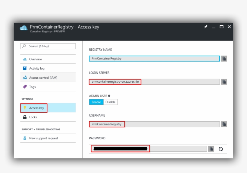 Azure Portal Container Registry Access Key Blade - Continuous Delivery - Free Transparent PNG ...
