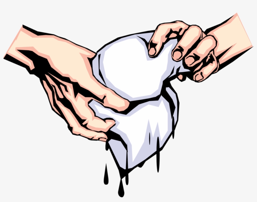Vector Illustration Of Hands Wringing Out Wet Cloth - Free Transparent ...
