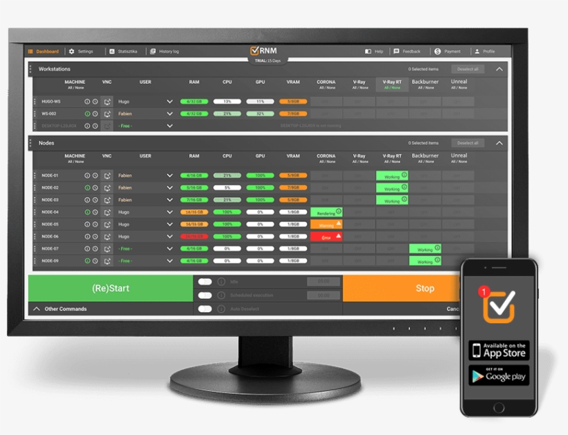 Render Node Monitor Dashboard On Monitor - Render Farm - Free ...
