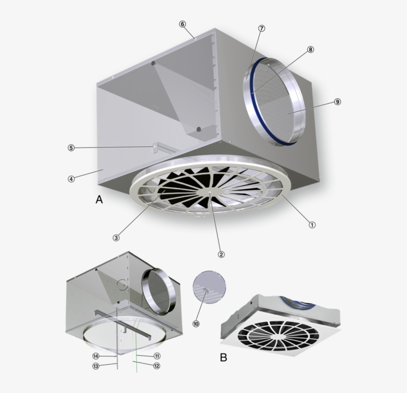 ③ Swirl Unit ④ Plenum Box ⑤ Cross Bar ⑥ Suspension - Swirl Diffuser ...