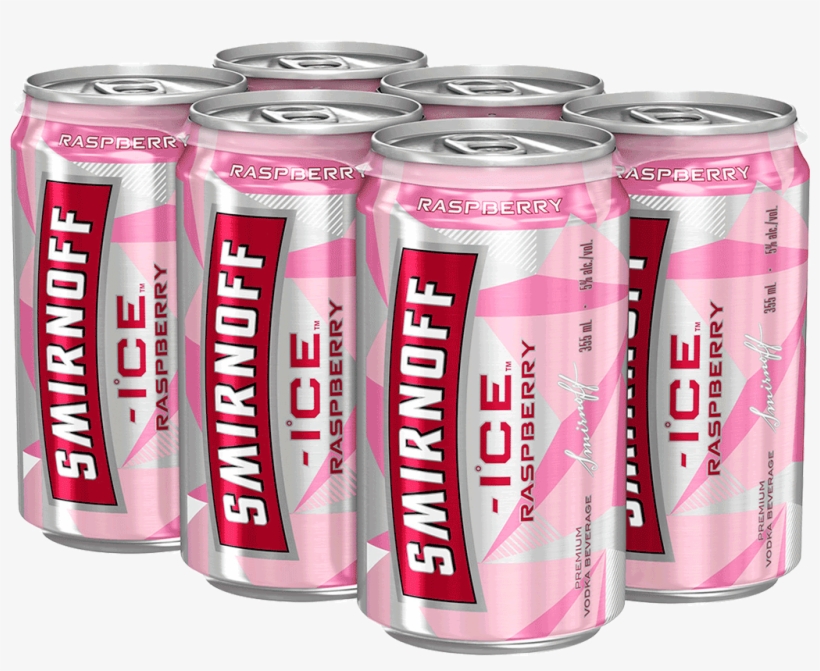 Smirnoff Ice Raspberry - Smirnoff Ice 6 Pack Can - Free Transparent PNG ...