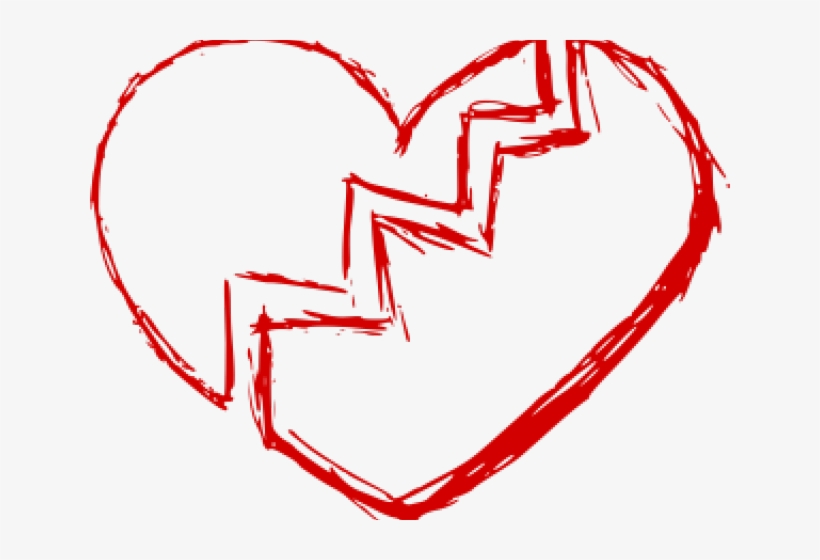Drawn Broken Heart Line - Broken Heart Transparent Background - Free ...
