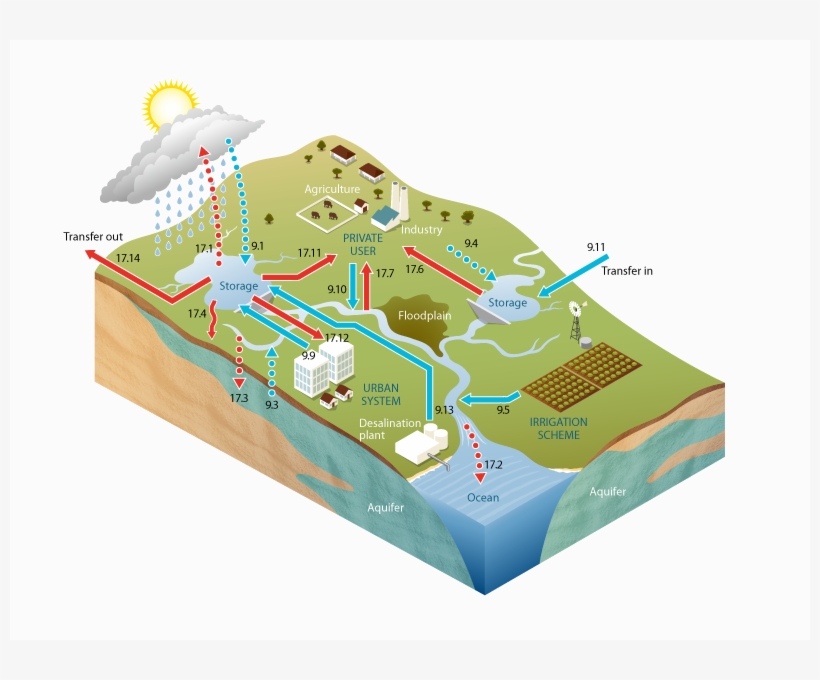 Schematic Diagram Of Water Inflows And Outflows (red - Lake Receives ...