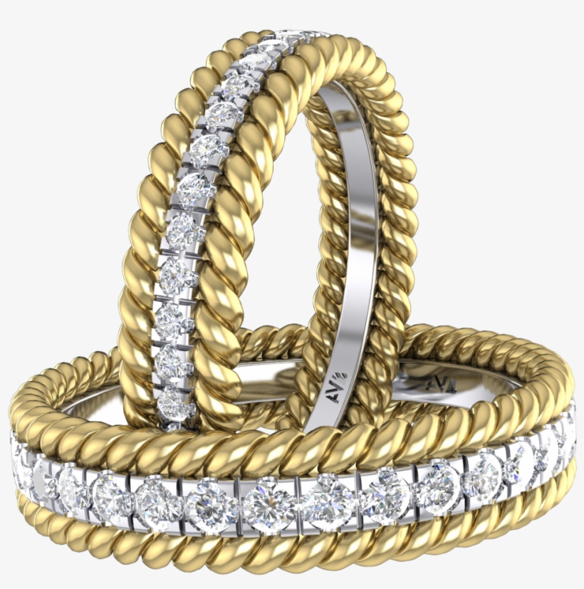 Two Rope Ring With Round Diamonds - Bangle - Free Transparent PNG ...