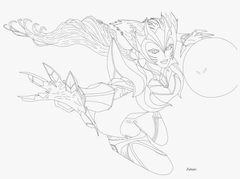 League Of Legends Ahri - Line Art - Free Transparent PNG Download - PNGkey